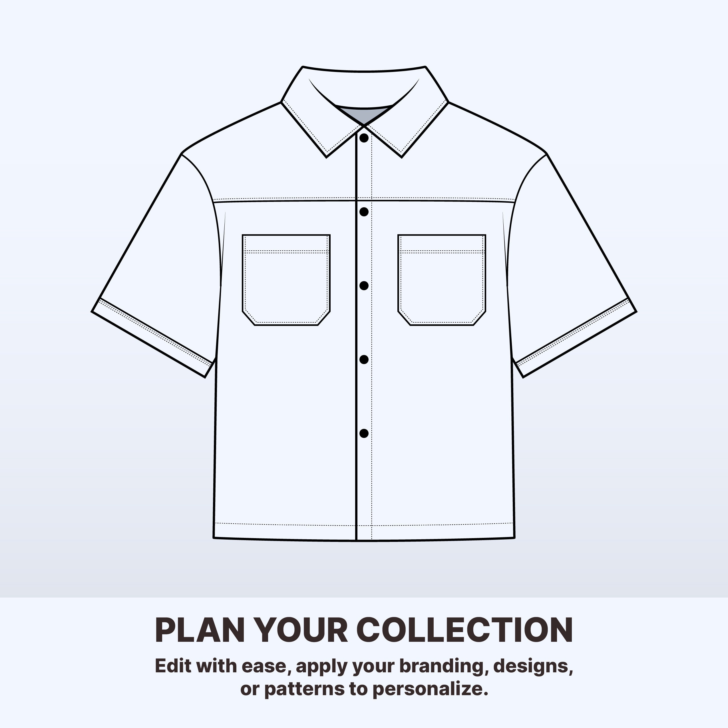 Work Shirt Vector Mockup, Tech Pack Template, Casual Shirt Technical ...