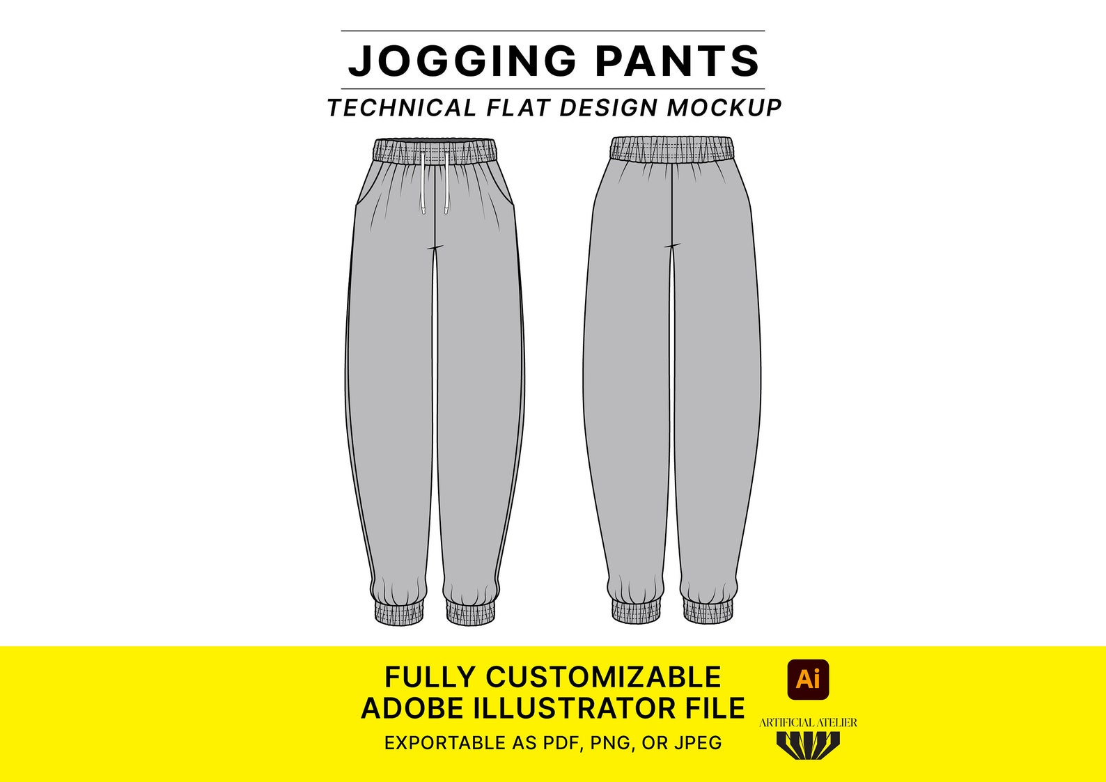 Joggers Vector Mockup, Streetwear Fashion Design Template, Technical ...