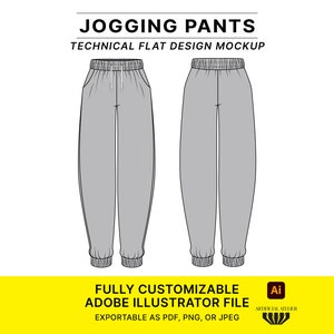 Joggers Vector Mockup, Streetwear Fashion Design Template, Technical ...