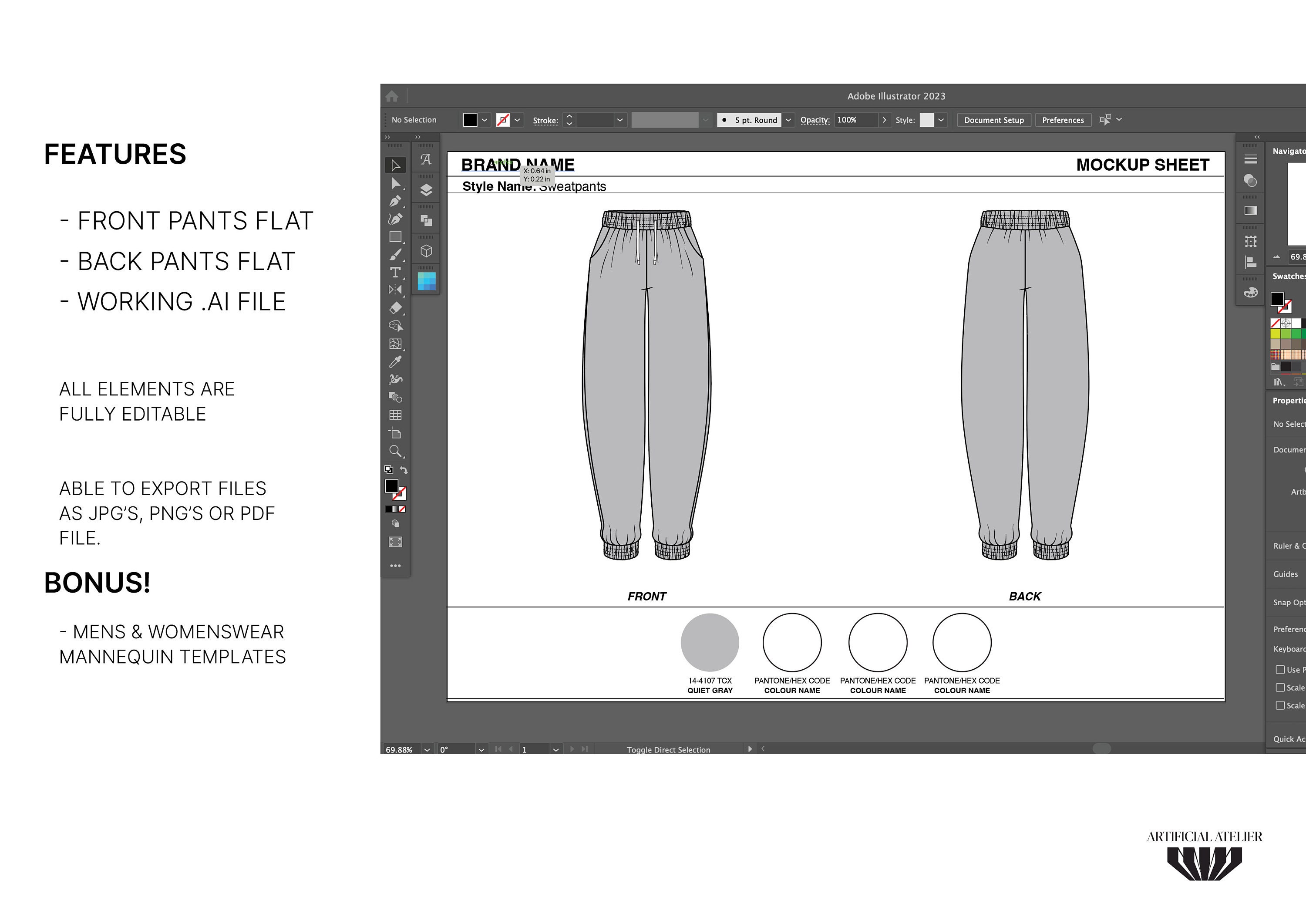 Joggers Vector Mockup, Streetwear Fashion Design Template, Technical ...