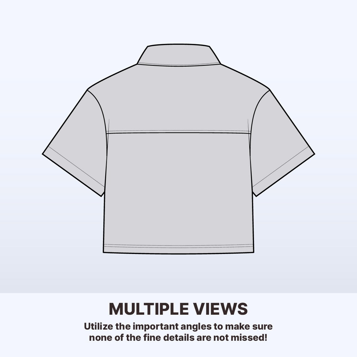 Cropped Workshirt Mockup - Simple Streetwear Tech Pack, Editable With ...