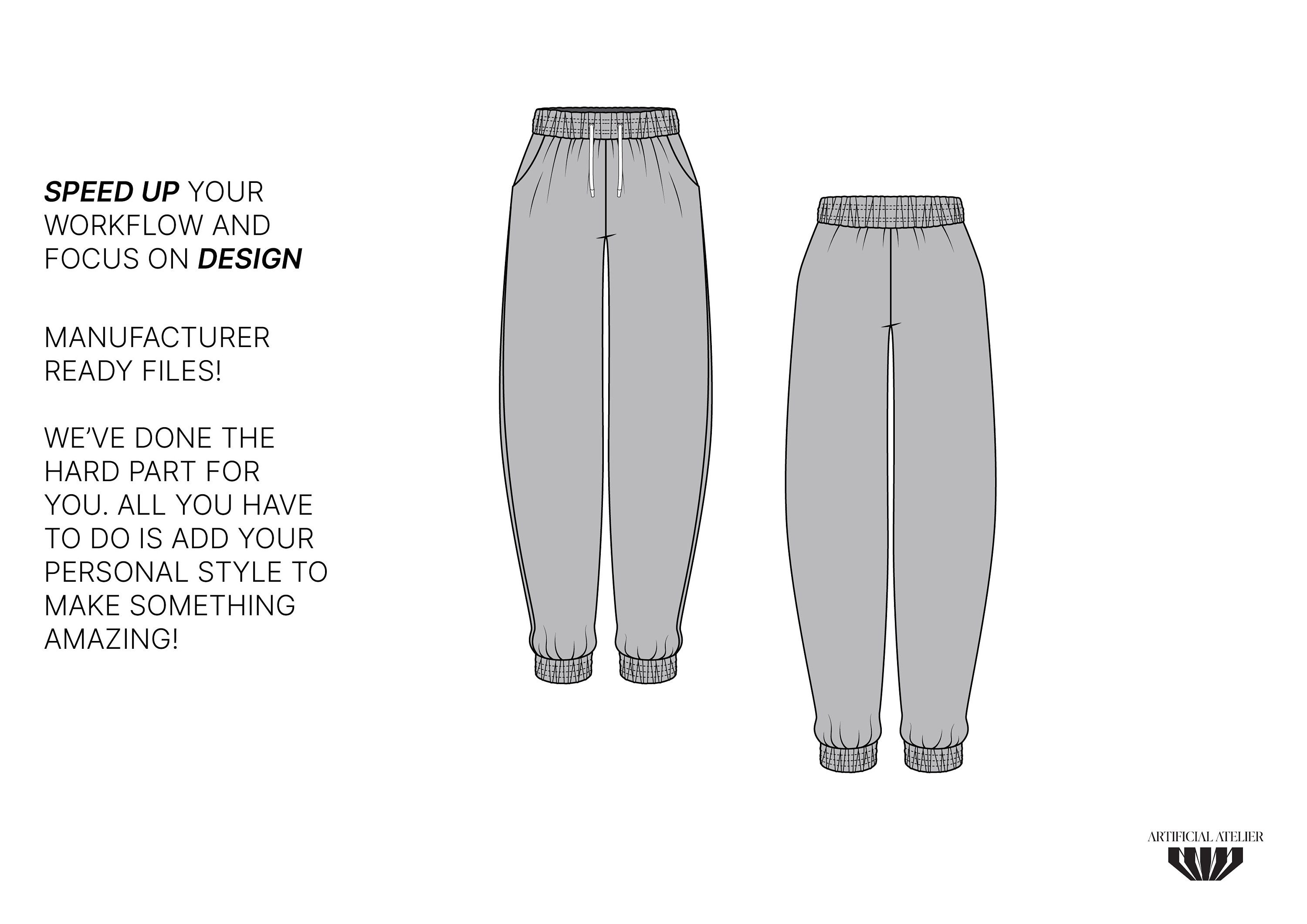 Joggers Vector Mockup, Streetwear Fashion Design Template, Technical ...