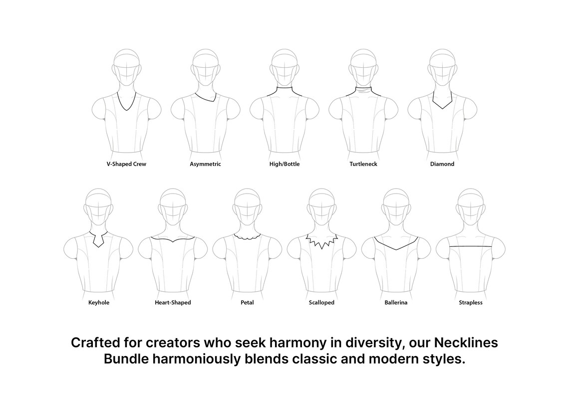 Neckline Vector Pack Vol.2, Fashion Design Mockup Pack, Fully ...
