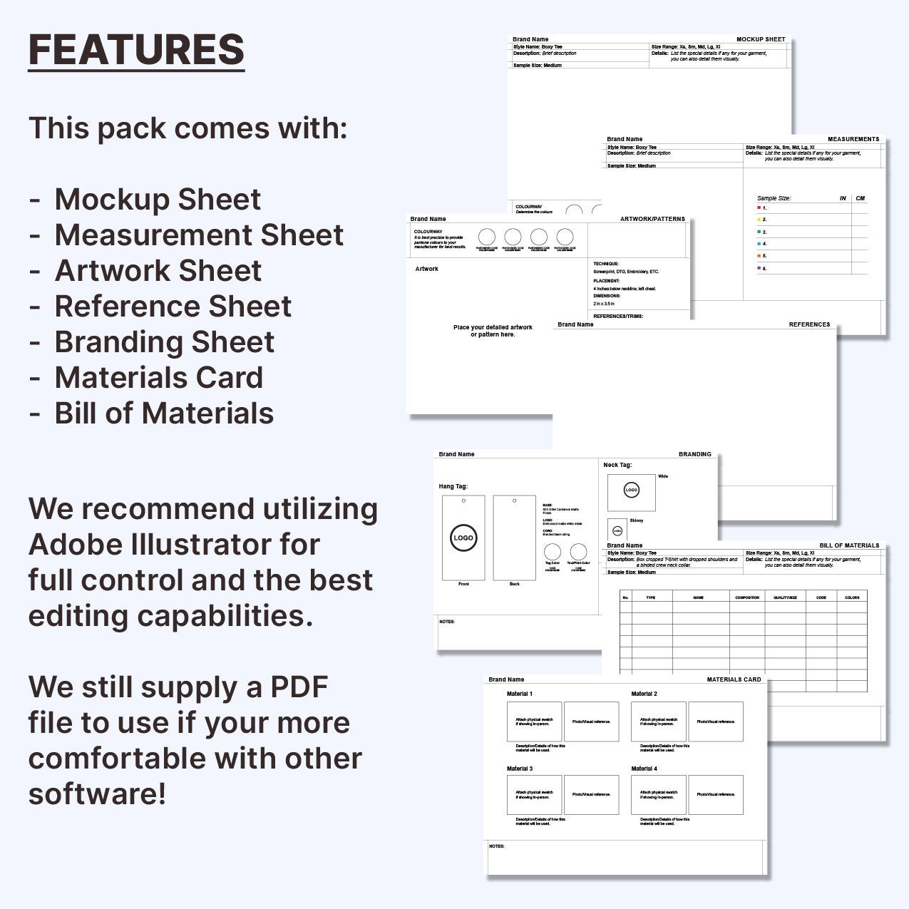 Fashion Design Techpack Template - Editable With Illustrator, Procreate ...