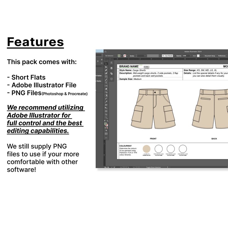 Cargo Shorts Vector Mockup, Streetwear Tech Pack (digital Download) - Etsy