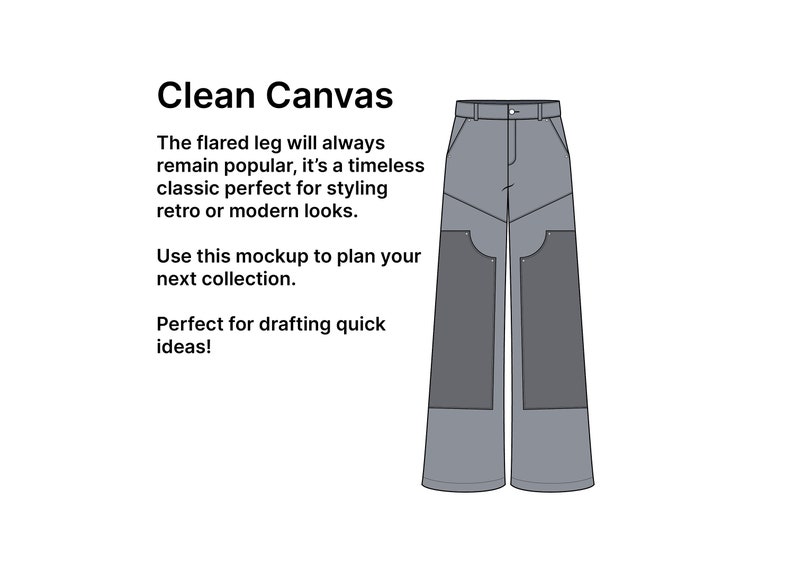 Carpenter Pants Vector Mockup, Work Pants Tech Pack Template, Fully ...