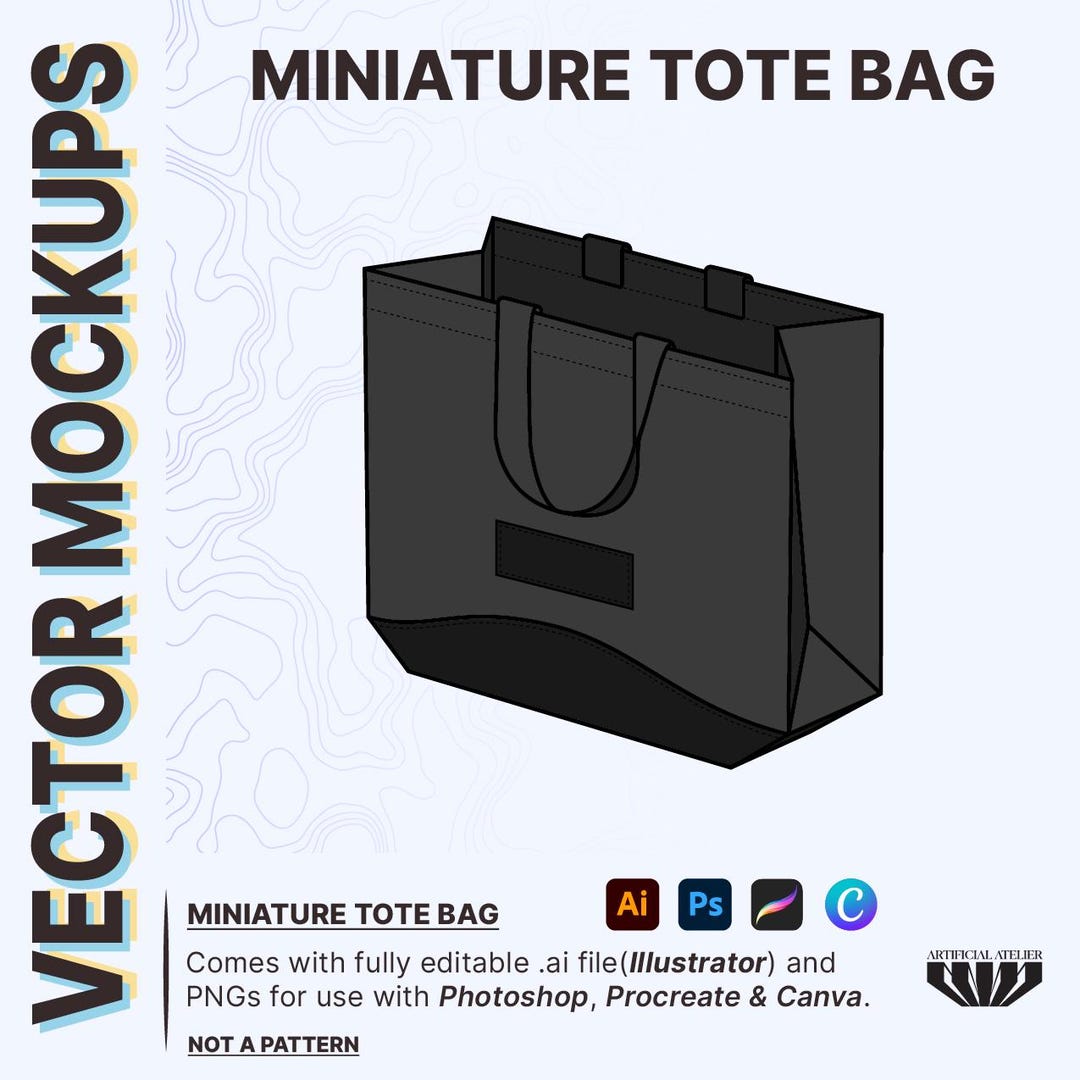 Mini Tote Vector Mockup, Tote Bag Template, Fully Editable With Adobe ...