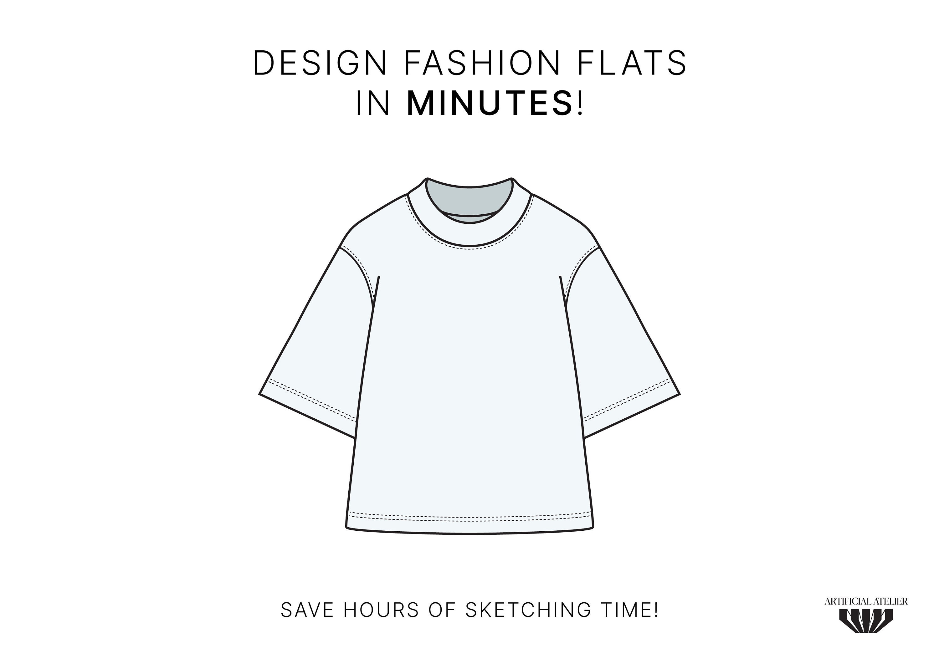 Streetwear Mockneck T-shirt Template, Vector Drawing for Fashion Design ...