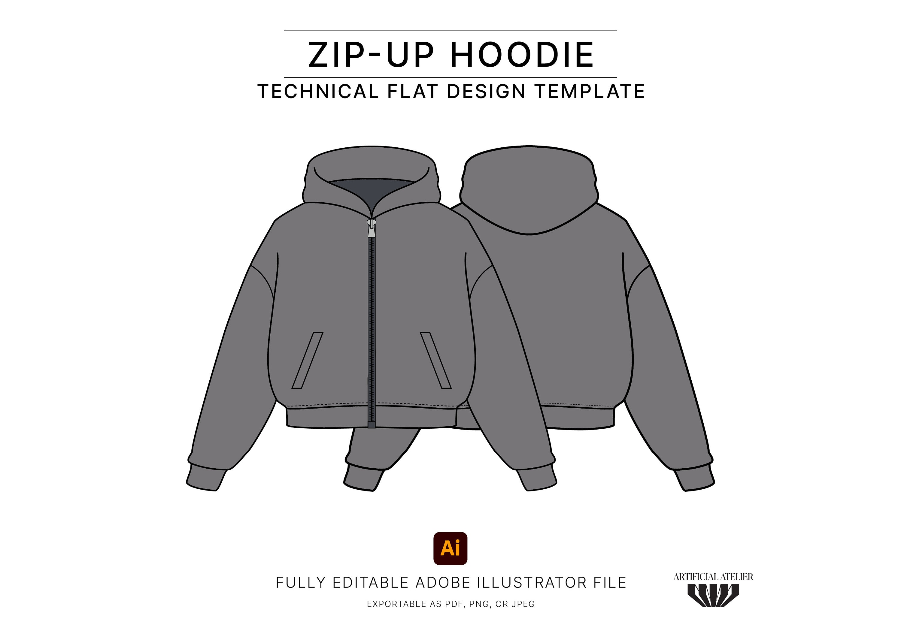 Zip-up Hoodie Vector Mockup Full-zip Sweater (Download Now) - Etsy