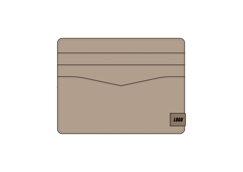Card Holder Vector Mockup, Flat-sketch Template for Accessory Design ...