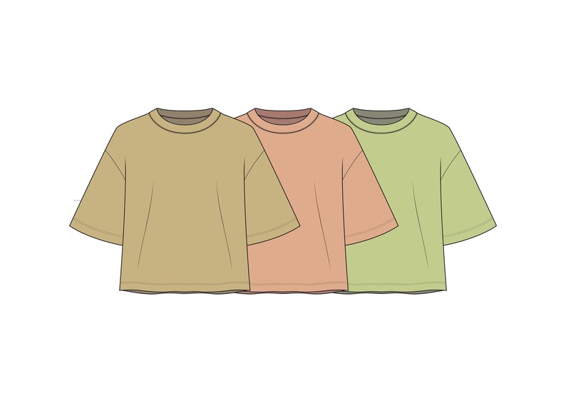 Box T-shirt Mockup, Simple Tech Pack for T-shirt Design, Editable With ...