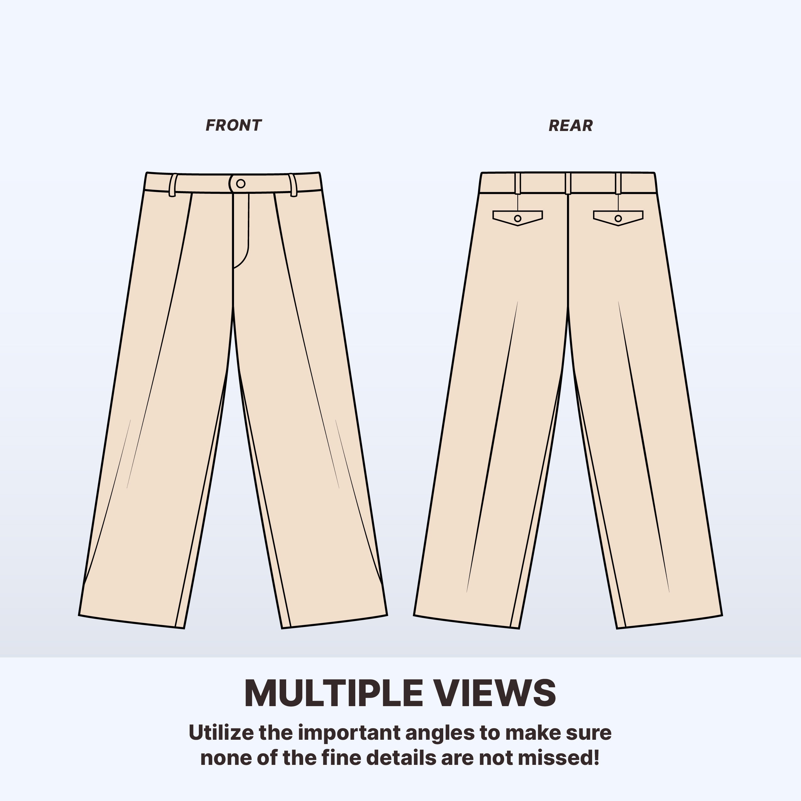 Wide Pleated Pants Mockup, Tech Pack Template (digital Download) - Etsy