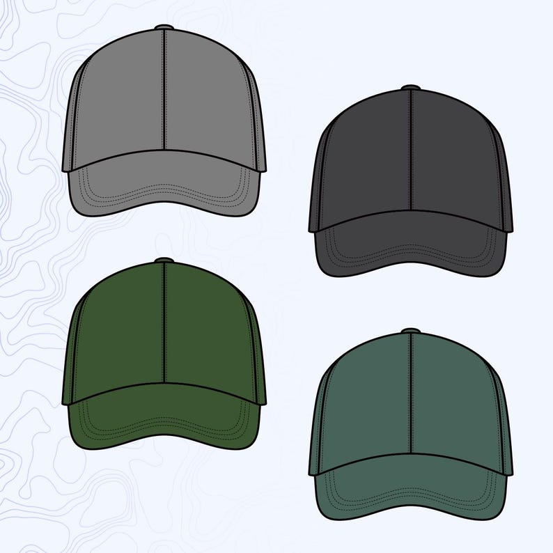 Snapback Vector Mockup, 6 Panel Hat Flatsketch, Fashion Flats for ...