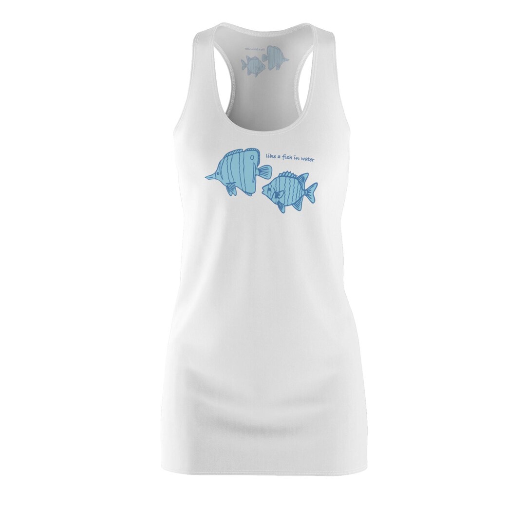 Fish Print Racerback Dress for Women, Casual Home Dress, Sporty Dress ...