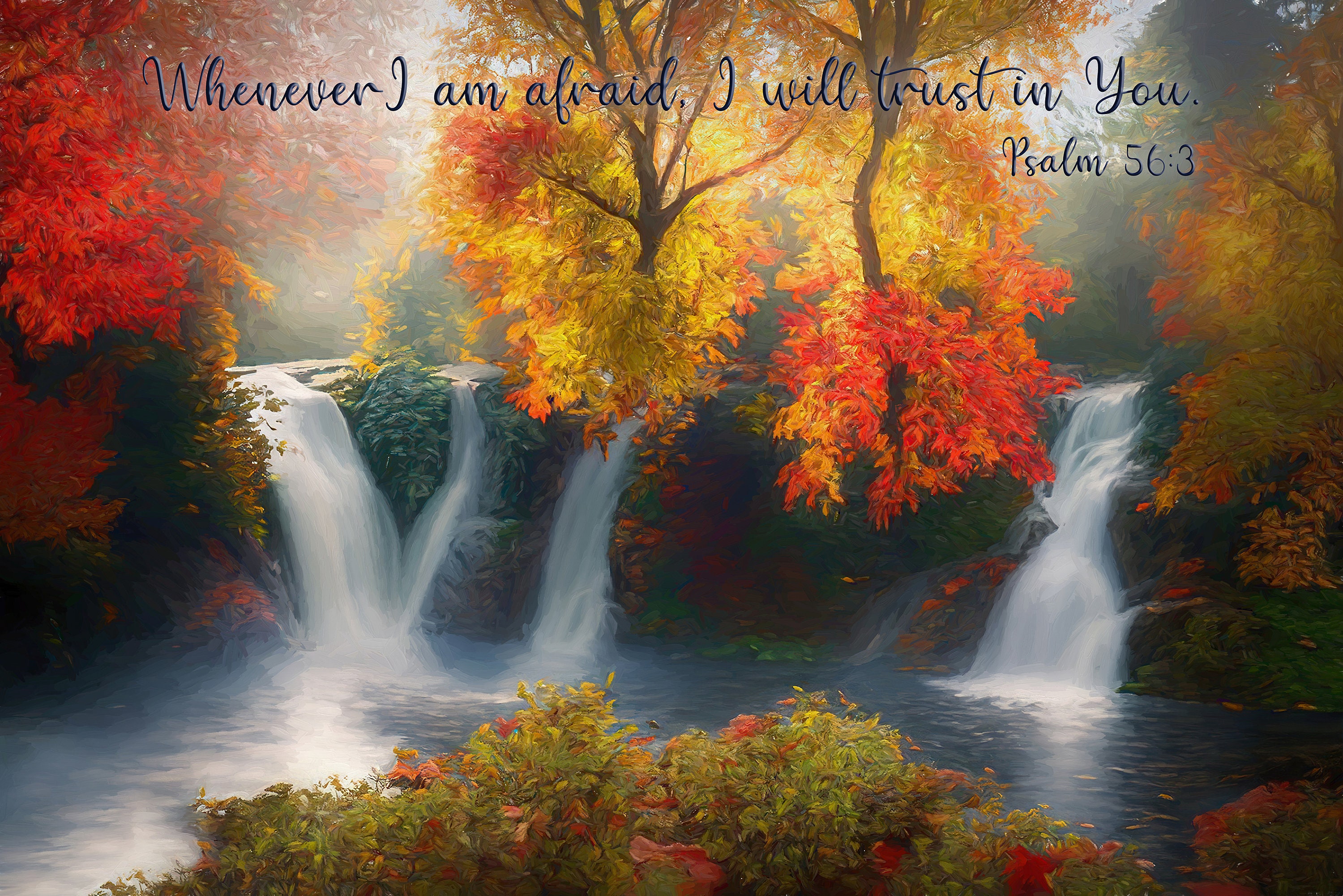 Psalm 56:3 Waterfall Fall Colored Trees Fine Art Large Digital Download ...