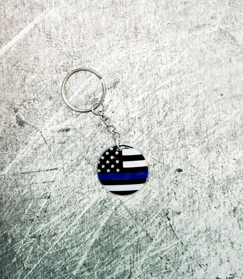 Blue Line Keychain - Etsy