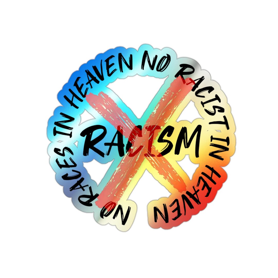 No Racism Peace Sign Sticker | Holographic Die-cut Sticker - Etsy