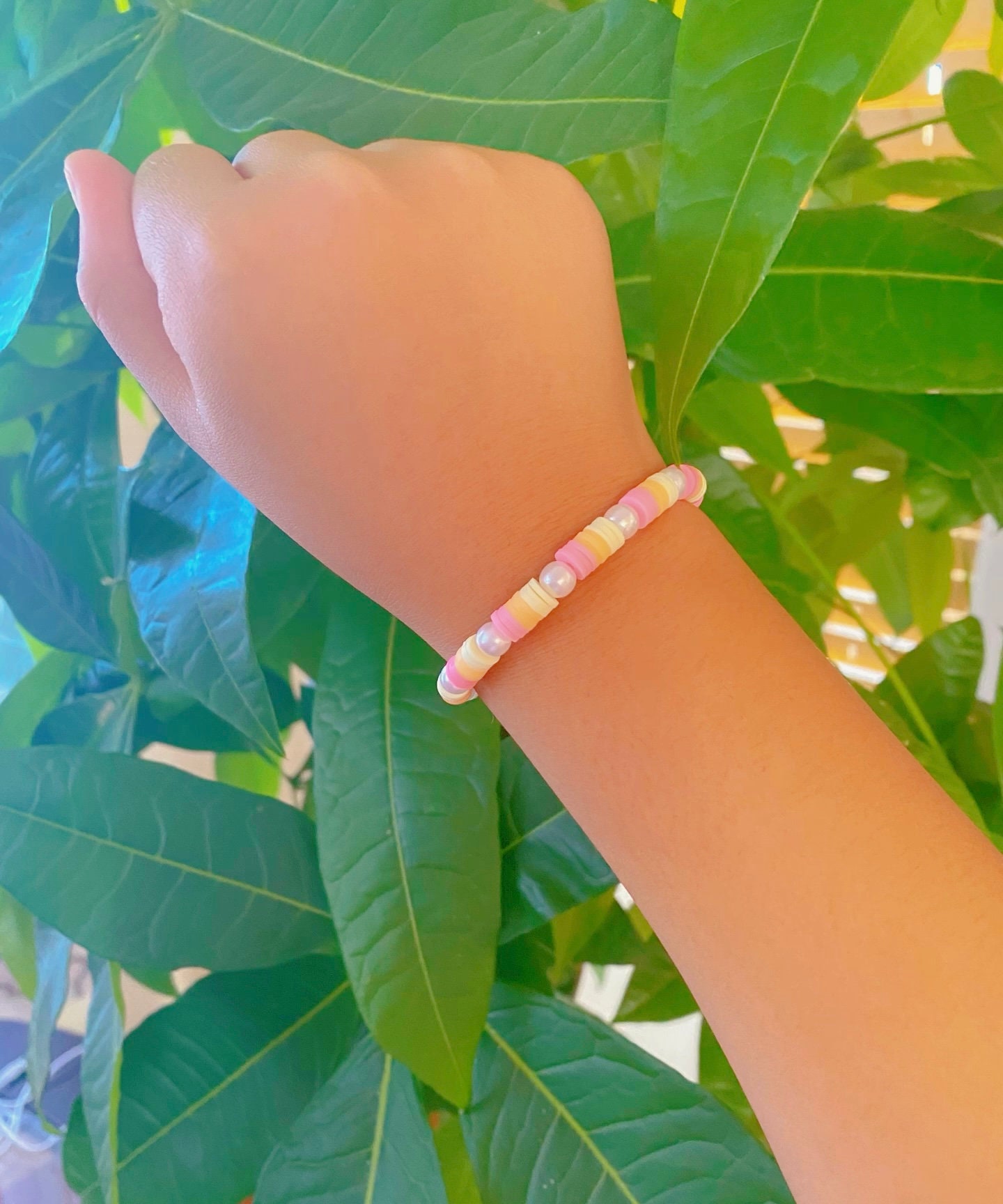 Sunset Clay Bead Bracelet - Etsy