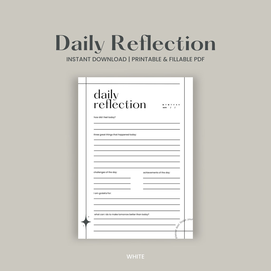 Printable Daily Reflection Digital Daily Reflection Journal | Daily ...