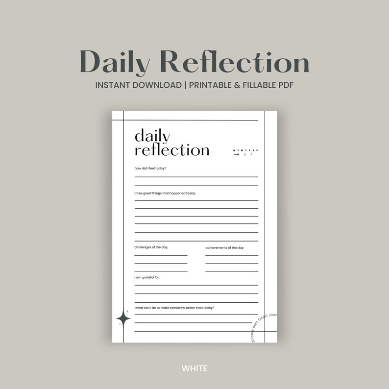Printable Daily Reflection Digital Daily Reflection Journal | Daily ...