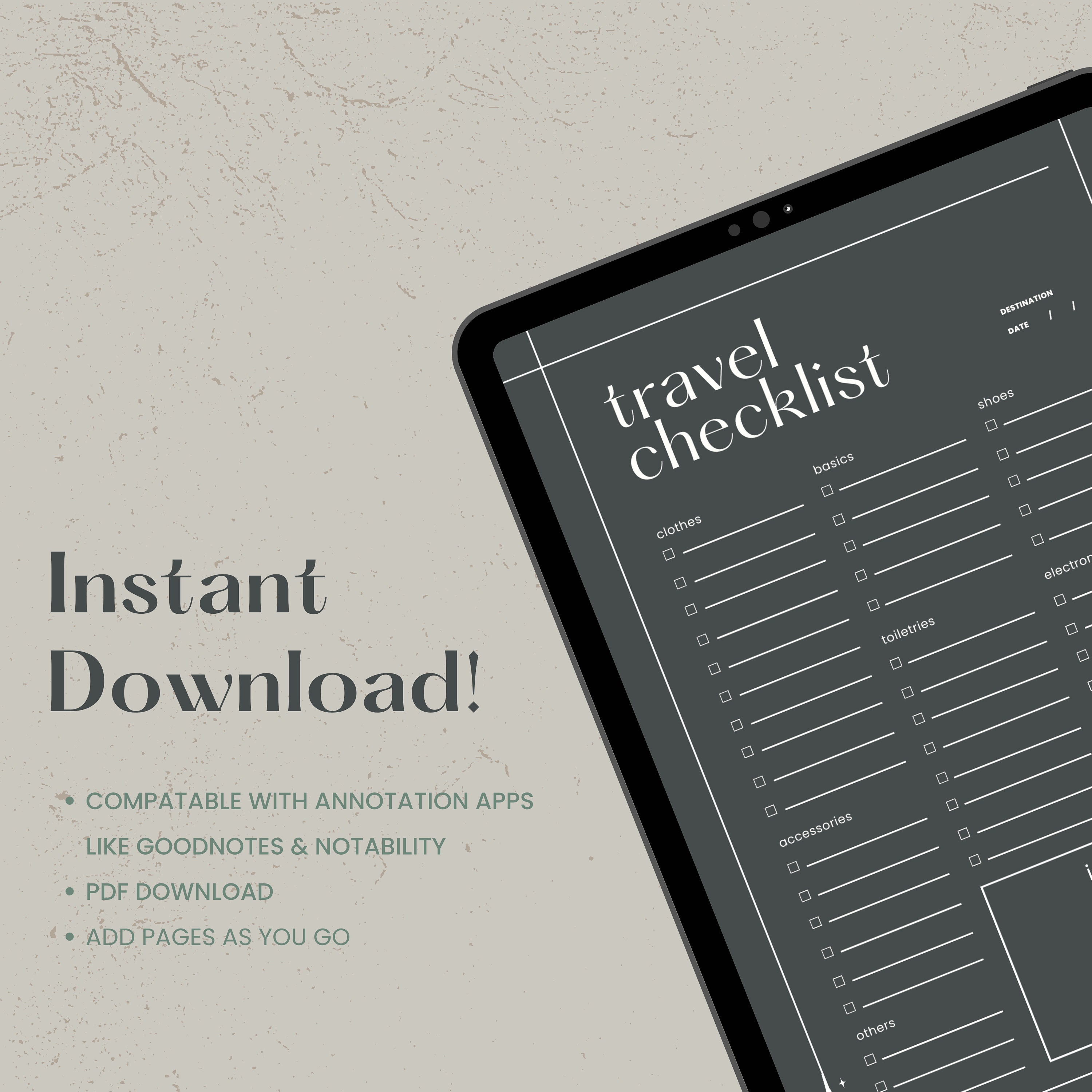 Travel Checklist Digital Printable Travel Checklist Travel - Etsy