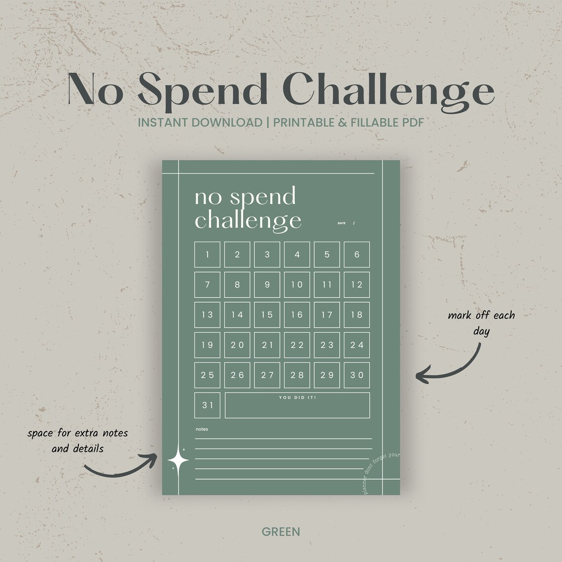 No Spend Challenge Tracker Digital Planner Template for Goodnotes on ...