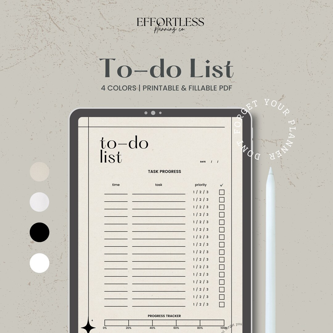 Minimal to Do List Printable I Simple Tasks List Template I ...