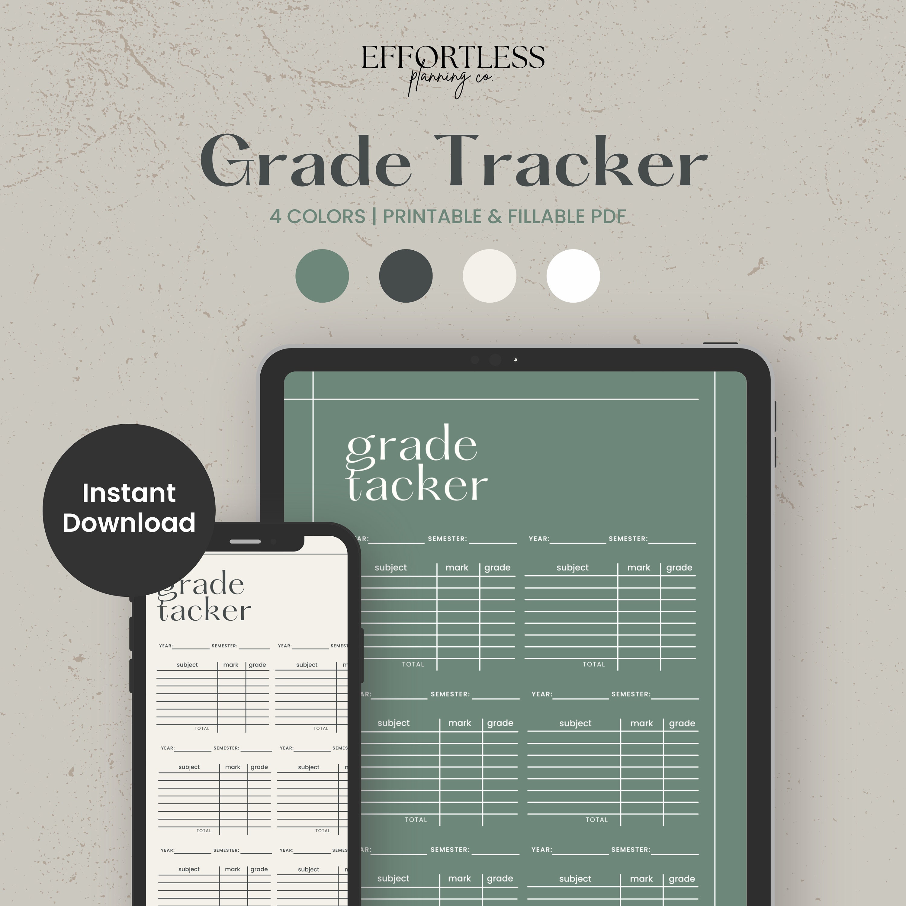 Printable Grade Tracker for Students | Grade Tracker | Student Grade ...