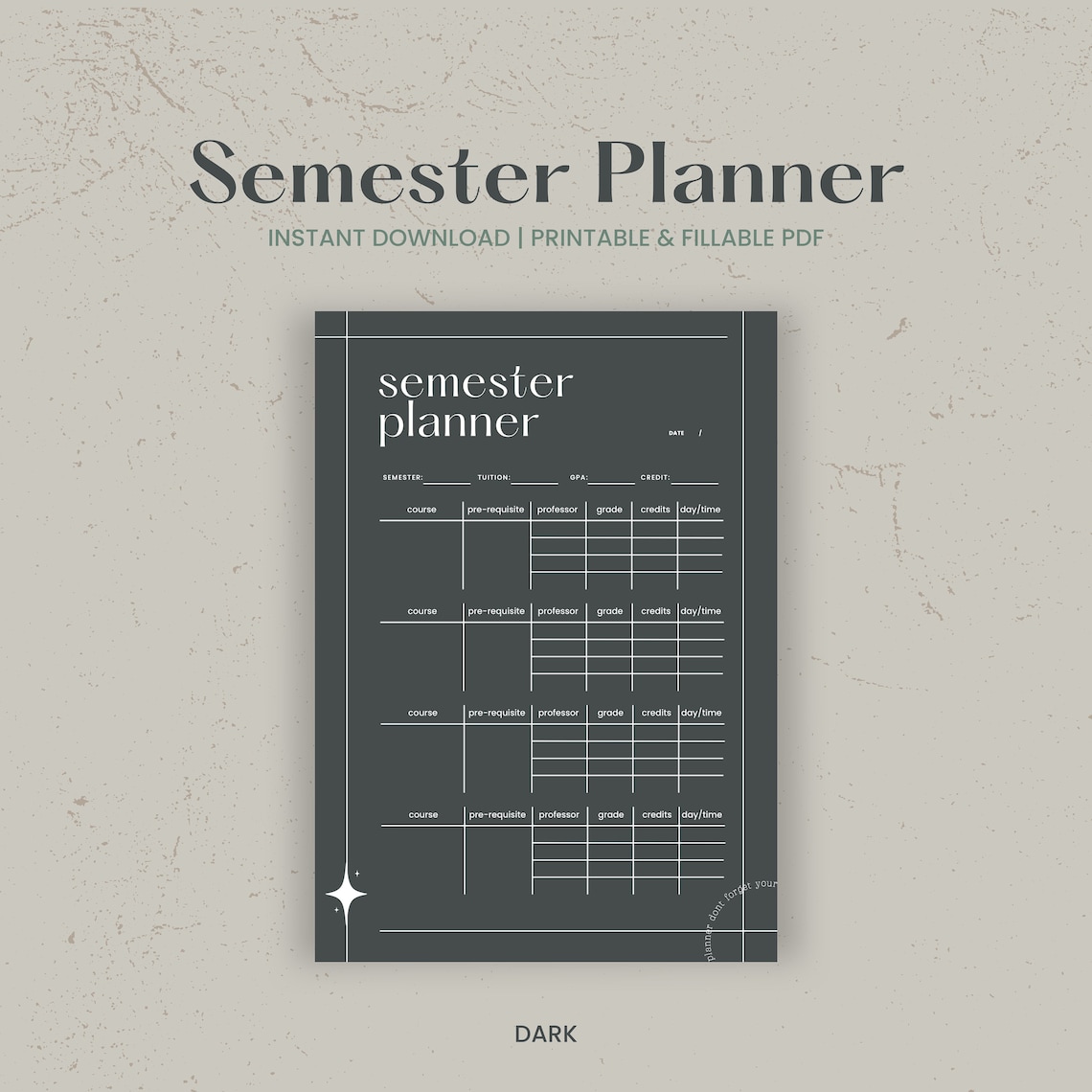 Semester Planner Printable | College Semester Planner | Study Planner ...