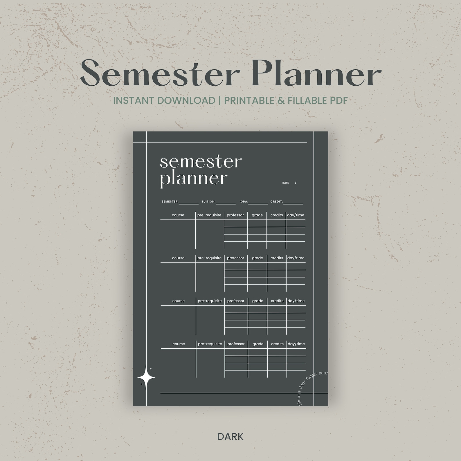 Semester Planner Printable | College Semester Planner | Study Planner ...