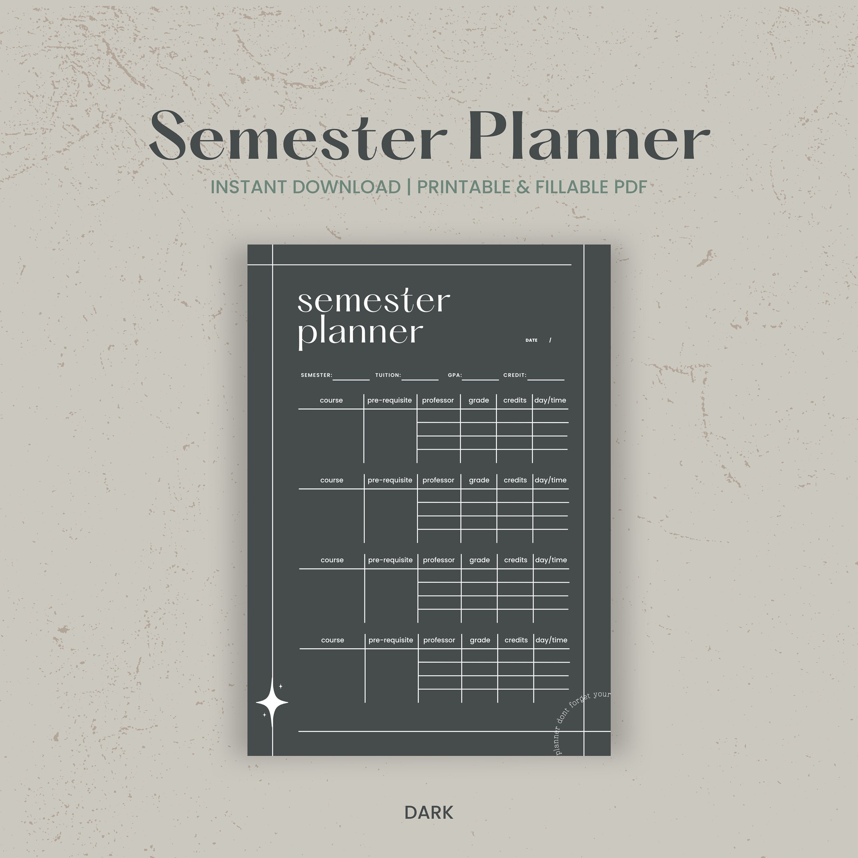 Semester Planner Printable | College Semester Planner | Study Planner ...