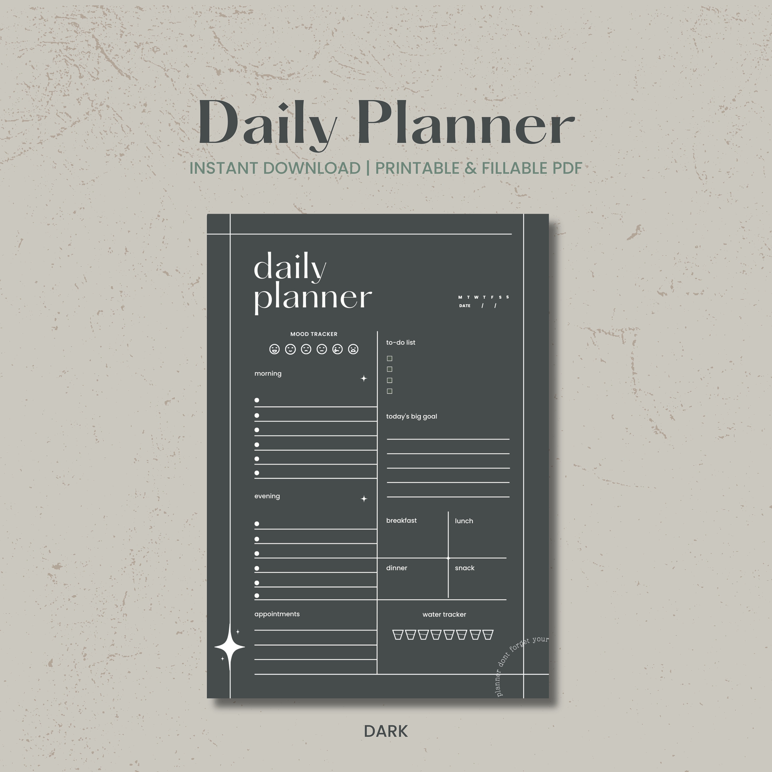 Simple Daily Digital Planner, Minimalist to Do List, Work Home Digital ...