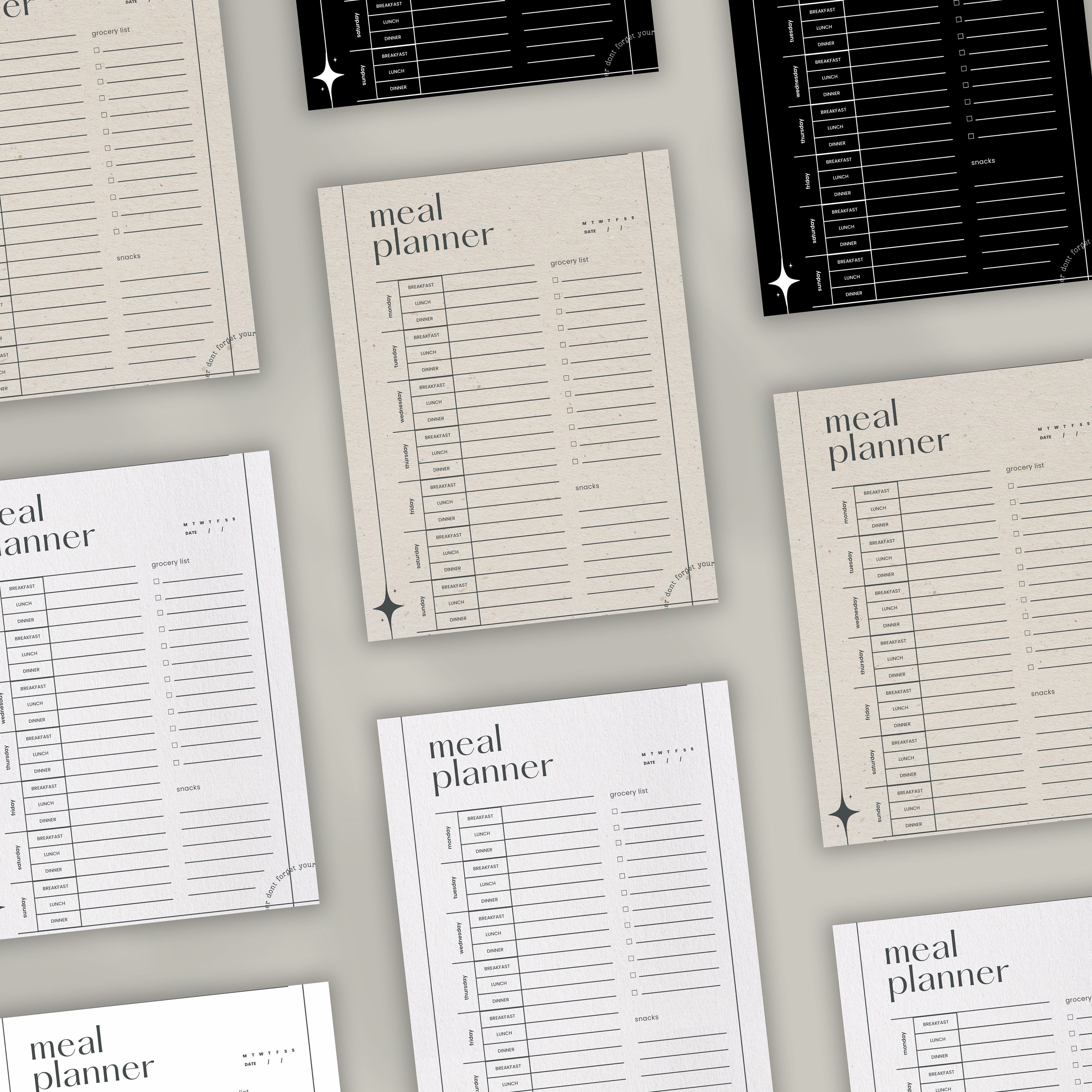 Weekly Meal Planner Printable, Daily Food Log, Digital Menu Plan ...