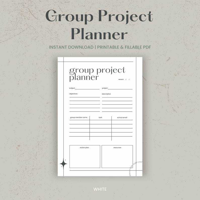 Group Project Planner Printable, Academic Planner, Student Project ...