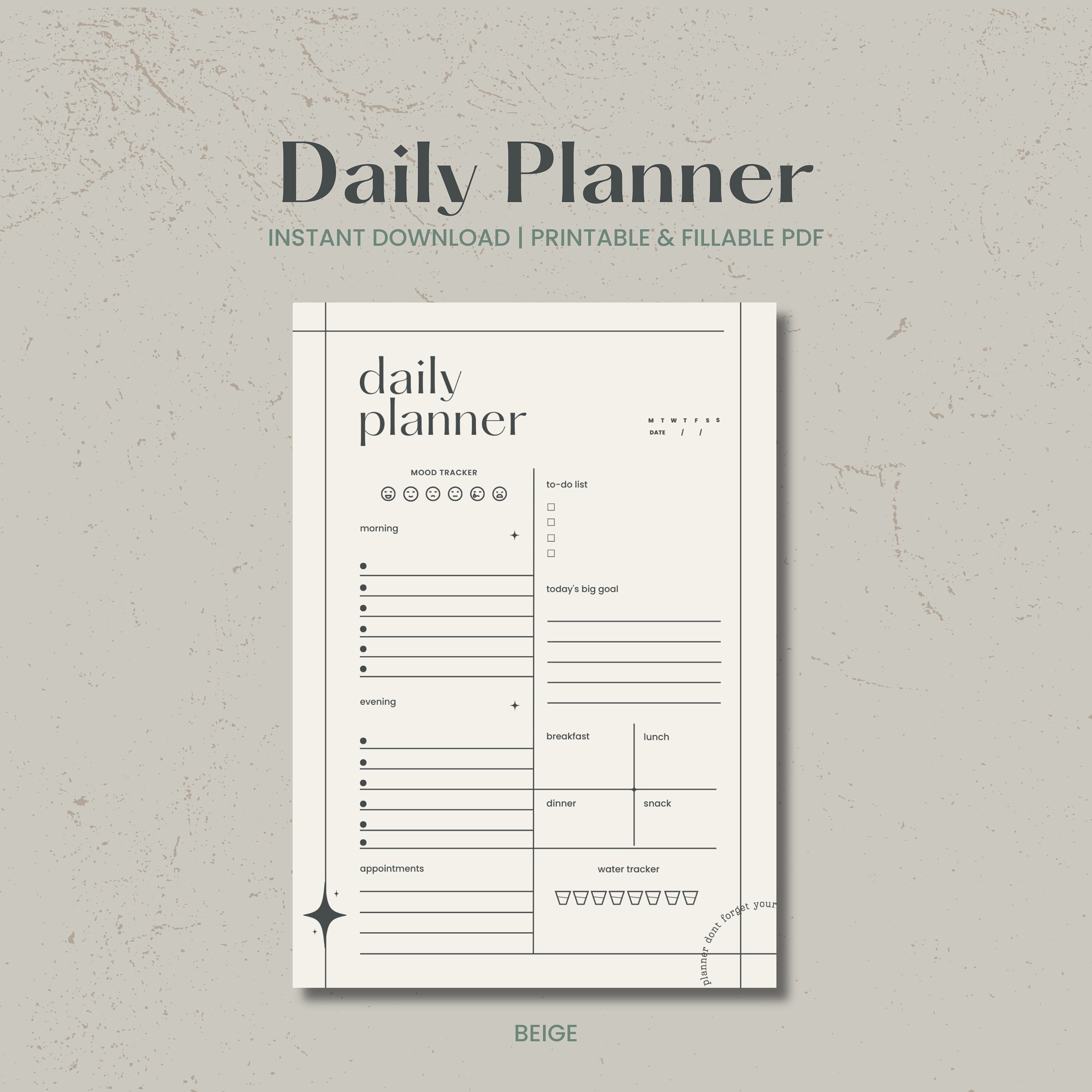 Simple Daily Digital Planner, Minimalist to Do List, Work Home Digital ...