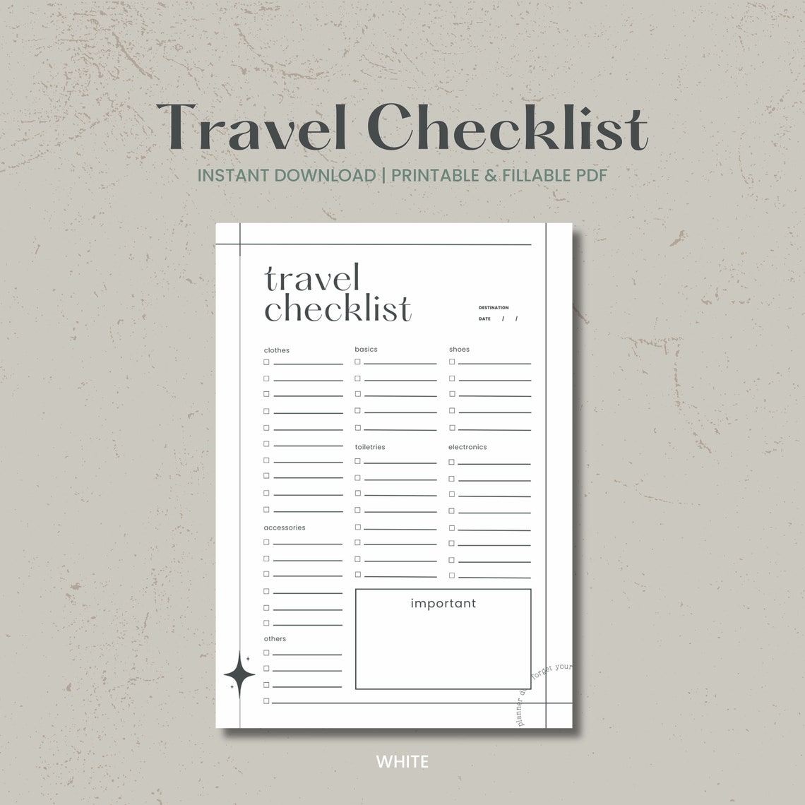 Travel Checklist Digital Printable Travel Checklist Travel - Etsy