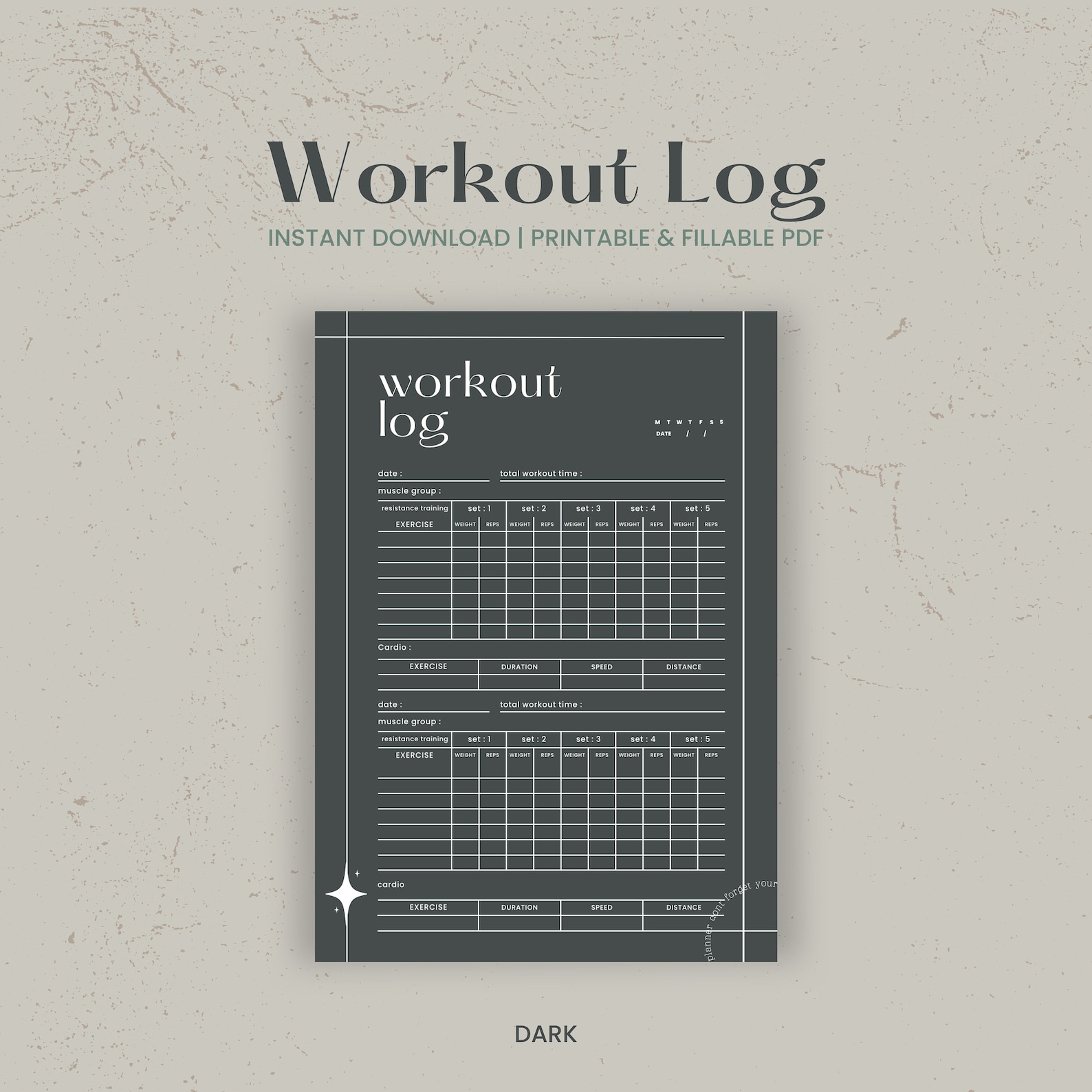 Workout Log Digital Planner, Daily Exercise Log Template for Goodnotes ...