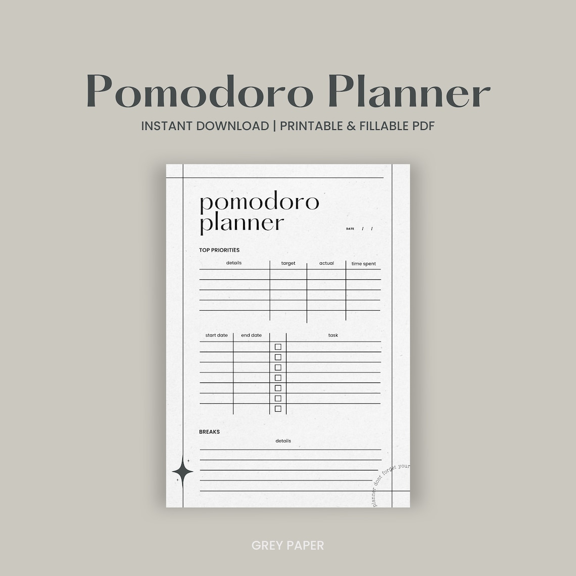 Pomodoro Tracker, Time Blocking, Time Management Digital Planner ...