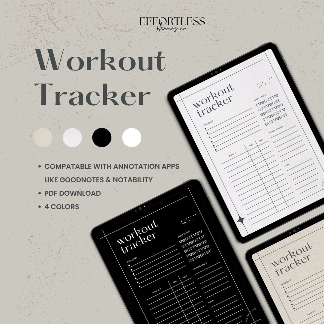 Workout Tracker, Daily Exercise Planner Digital Template for Goodnotes ...