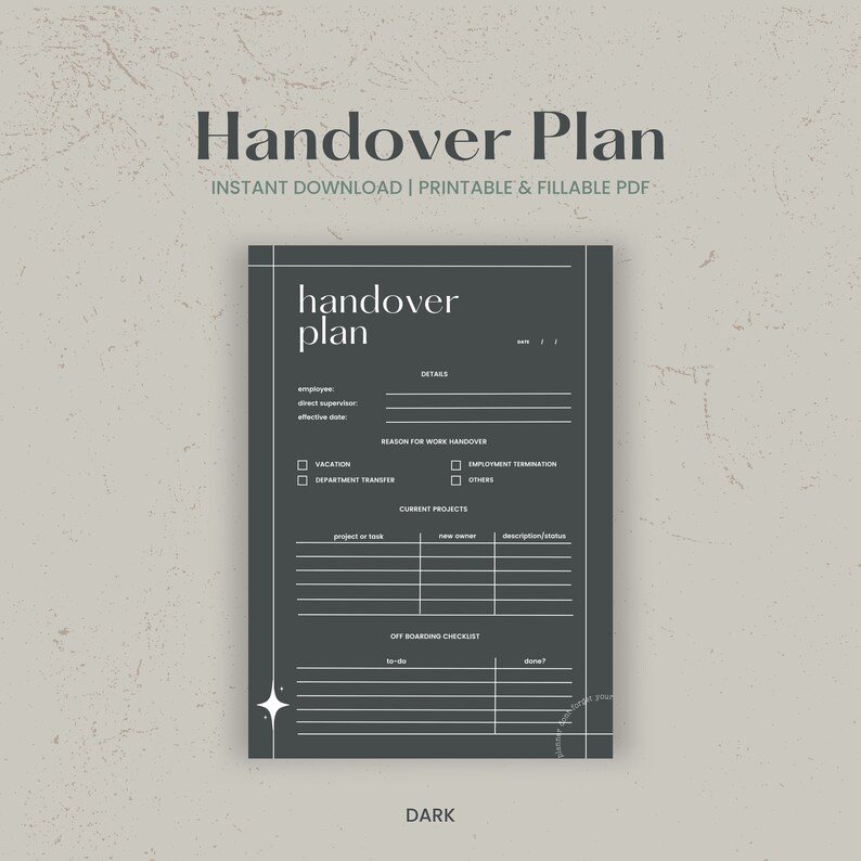 Offboarding Checklist Form, Human Resources, Employee Handover Plan ...