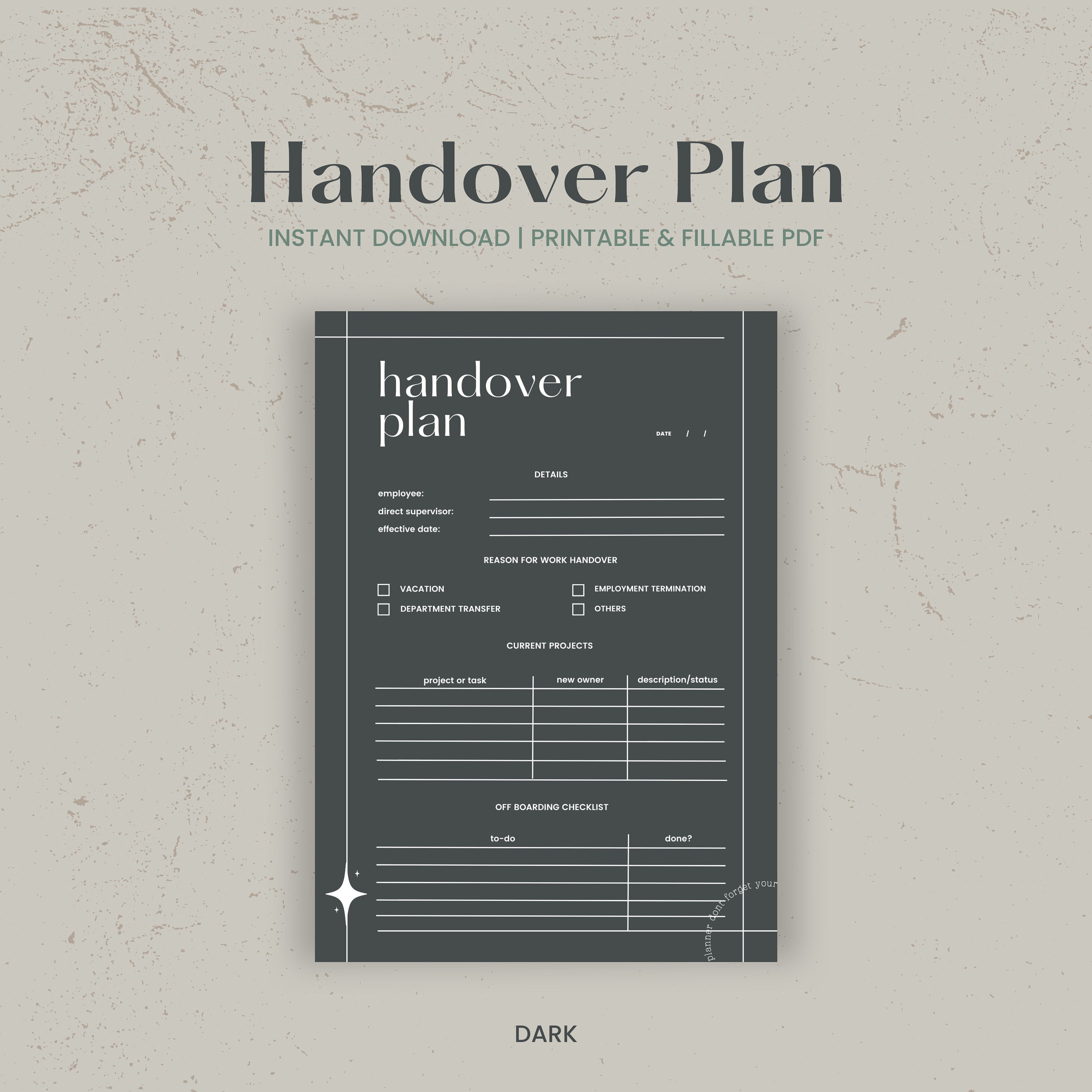 Offboarding Checklist Form, Human Resources, Employee Handover Plan ...