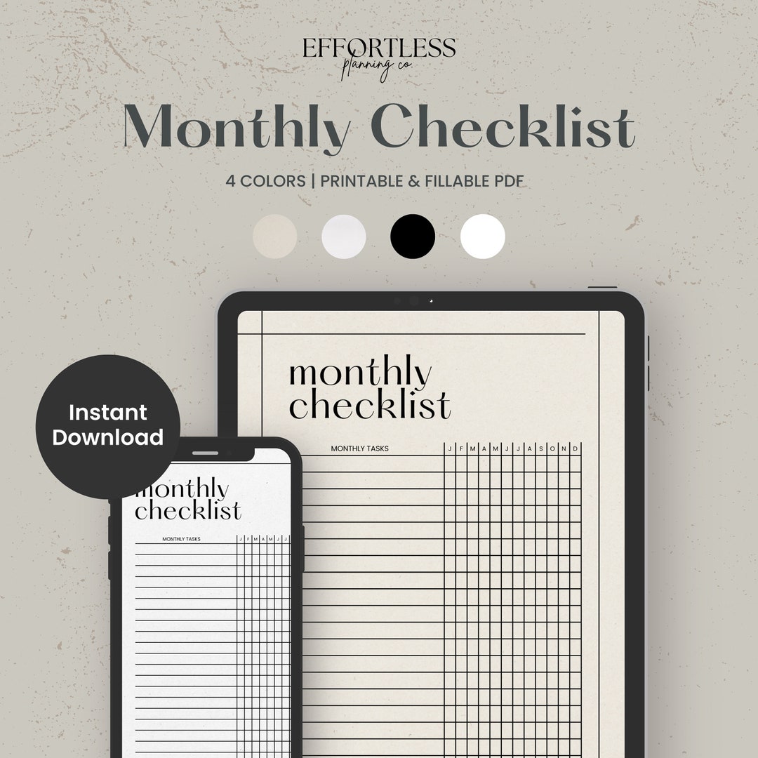 Monthly to Do List Printable, Monthly Task List Template, Monthly ...