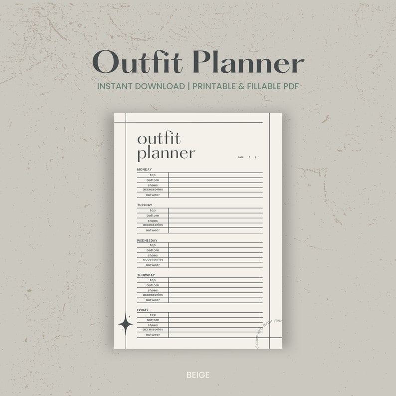 Outfit Planner | Wardrobe Planner | Digital and Printable Templates ...