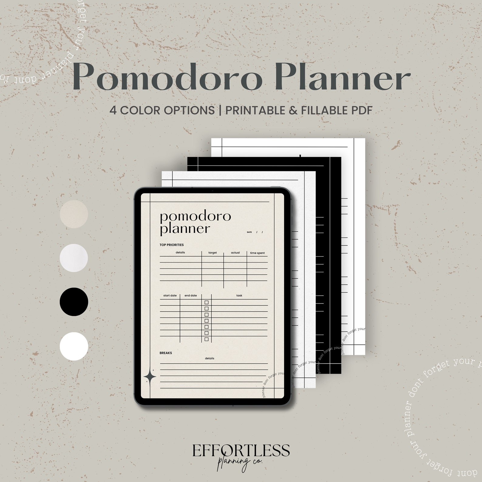Pomodoro Tracker, Time Blocking, Time Management Digital Planner ...