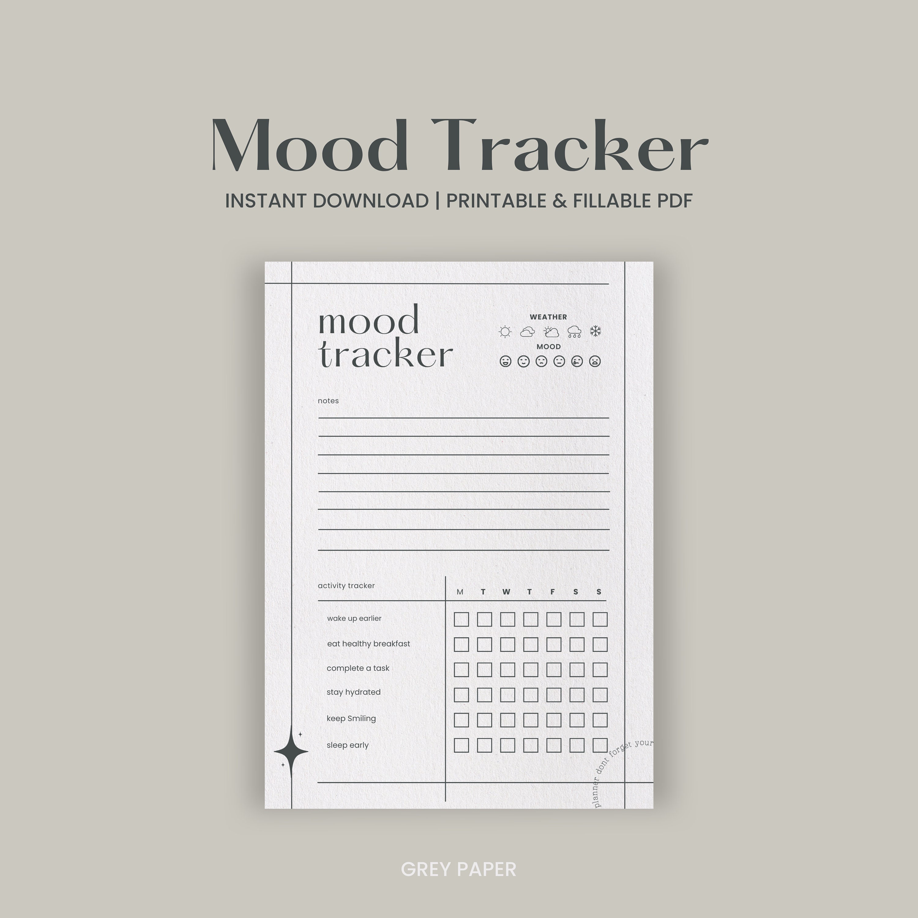 Daily Mood Tracker Printable Mood Track Emotion Tracker - Etsy