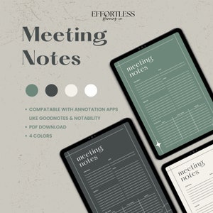 Simple Meeting Notes, Digital Meeting Minutes Template for iPad ...