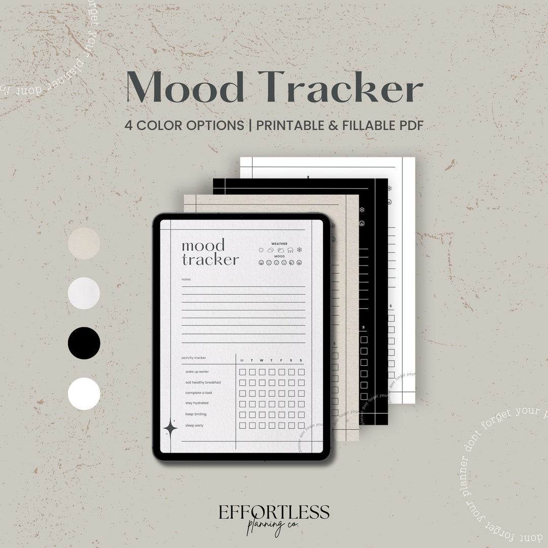 Daily Mood Tracker, Printable Mood Track, Emotion Tracker, Self Care ...