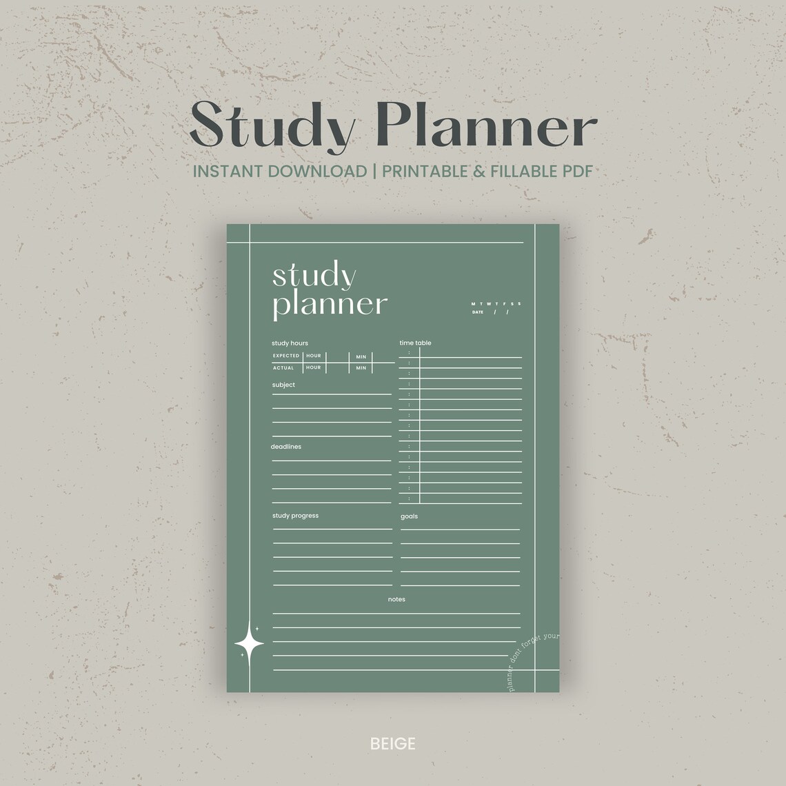 Printable Planner, Printable Student Planner Bundle, Study Planner ...