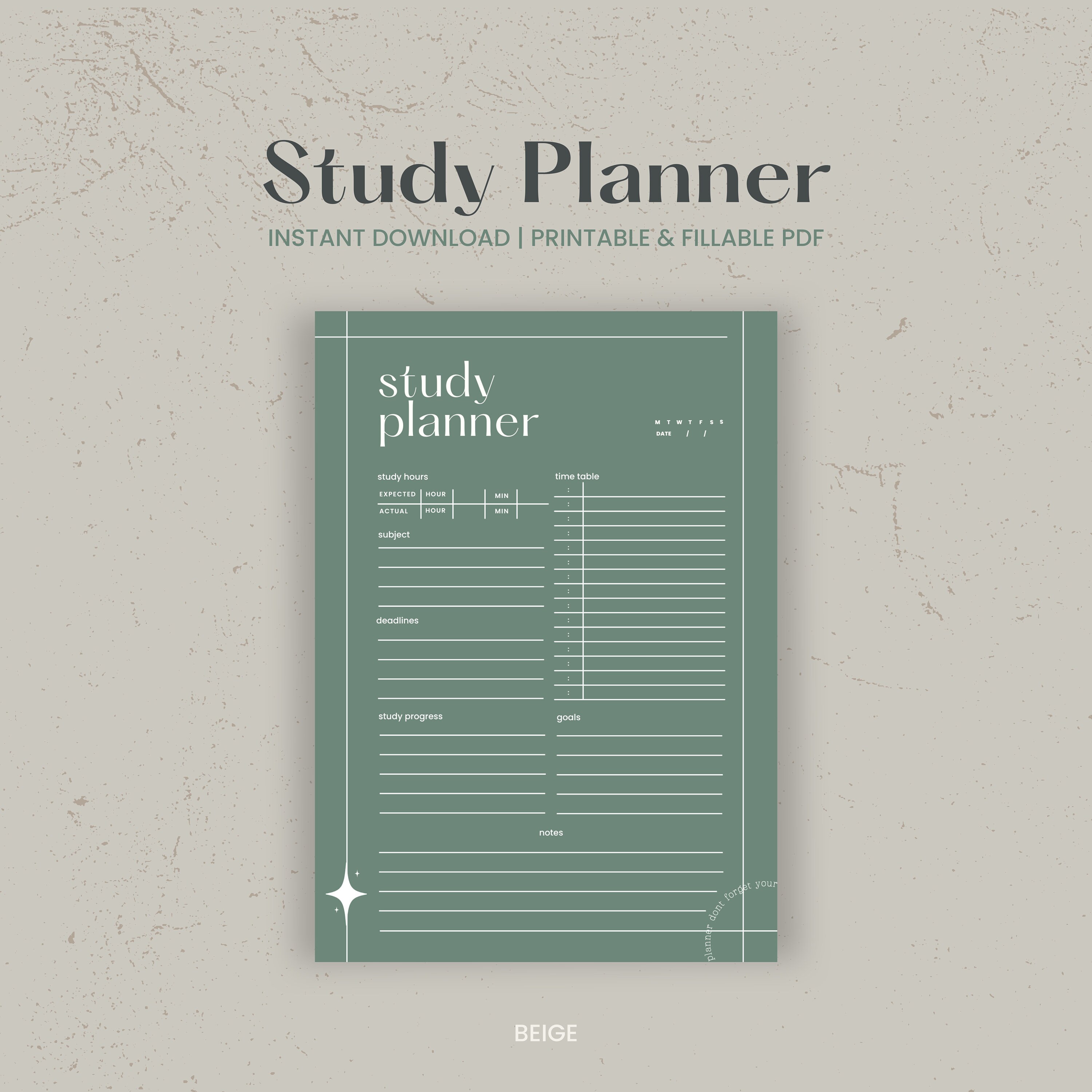 Printable Planner Printable Student Planner Bundle Study - Etsy