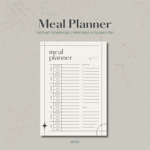 Weekly Meal Planner Printable, Daily Food Log, Digital Menu Plan ...
